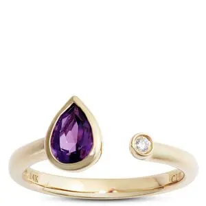 Benbridge Pear Shaped Amethyst Open Ring - Purple