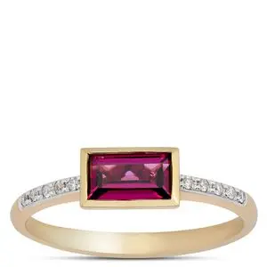 Benbridge Baguette Garnet And Round Diamond Ring - Red