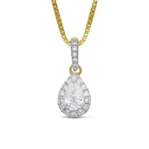 Benbridge Pear And Round Diamond Cluster Pendant Necklace - Yg