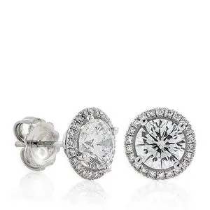 SIGNATURE Diamond Halo Stud Earrings - Wg