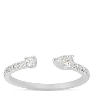 Benbridge Open Center Pear And Round Diamond Ring - Near Colorless
