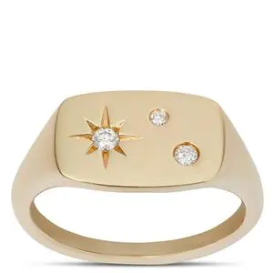 IKUMA Diamond Signet Ring 14k Yellow Gold - Yg