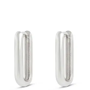 Benbridge 20mm Polished Oblong Hoop Earrings - Wg