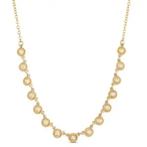 Benbridge Round Diamond Necklace With Milgrain Bezel Settings - Yg