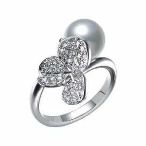 Mikimoto Akoya Cultured Pearl And Diamond Ring - White