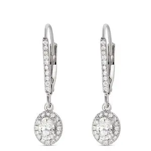 Benbridge Oval Diamond Leverback Earrings - Wg