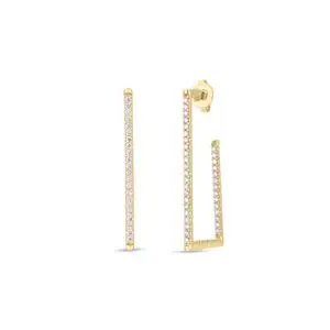 Roberto Coin Rectangular Diamond Earrings - Yg