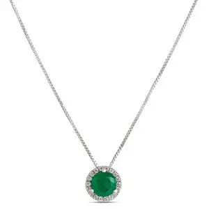 Benbridge Round Emerald And Diamond Pendant Necklace - Green