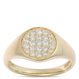 Benbridge 14k Yellow Gold Signet Ring With Diamond Cluster - Yg