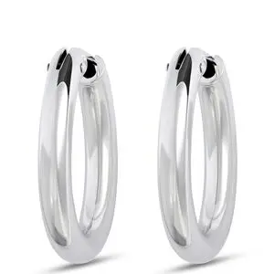TOSCANO 14k White Gold Oval Hoop Earrings - Wg