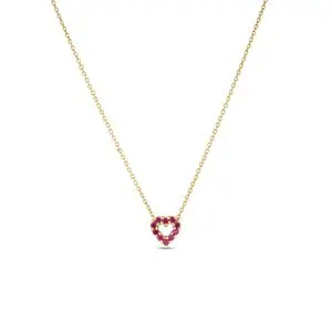Roberto Coin 18k Yellow Gold Tiny Treasures Diamond And Ruby Heart Necklace - Red