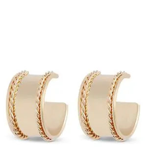 TOSCANO 14k Yellow Gold Wide Hoop Earrings - Yg