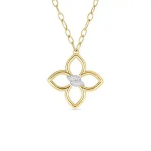 Roberto Coin 18k Gold Diamond Flower Link Necklace - Tt