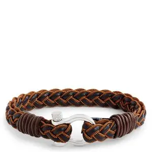 Benbridge Braided Leather Bracelet With Sterling Silver Buckle - Stainless Steel