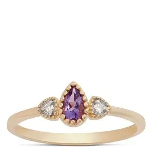 Benbridge Pear Shaped Amethyst And Diamond Ring - Purple