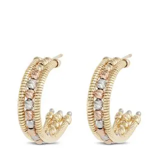TOSCANO Tricolor Beaded Half-hoop Earrings - Tt