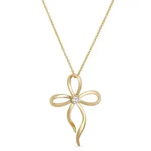 Benbridge Three-loop Bow Diamond Pendant Necklace - H-j