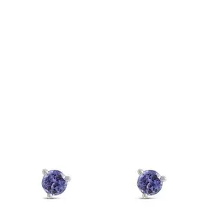 Benbridge Stud Earrings With Round Tanzanite And 14k White Gold - Purple