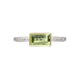 BENBRIDGE Baguette Peridot Ring In 14k Yellow Gold
