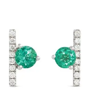 Benbridge Round Emerald And Diamond Bar Earrings - Green