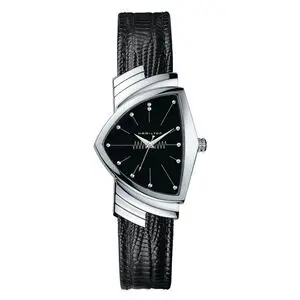 Hamilton Ventura Quartz Black Dial Watch - Stainless Steel