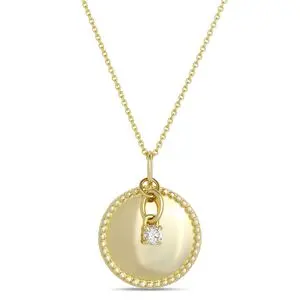 IKUMA Beaded Disk Pendant Necklace With Diamond, 14k Yellow Gold - Yg