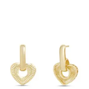Benbridge Fluted Heart Dangle Earrings - Yg