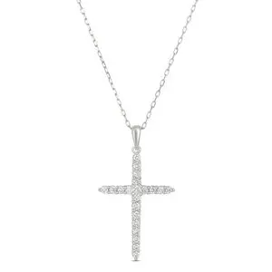 Benbridge Diamond Cross Pendant In 14k White Gold - Clear