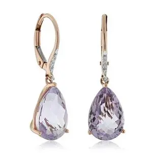 Benbridge Rose Gold Amethyst And Diamond Earrings - Purple