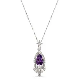 Benbridge Pear Amethyst And Diamond Pendant - Purple