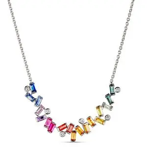 Benbridge Rainbow Sapphire And Diamond Necklace - Wg