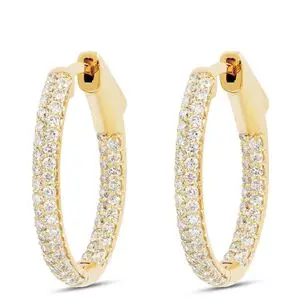 Benbridge 14k Yellow Gold 1.00 Total Carat Weight Diamond Hoop Earrings - I