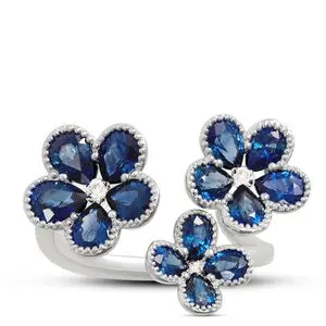 Benbridge Sapphire And Diamond Flower Ring - Blue