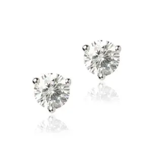 SIGNATURE Three-prong Diamond Stud Earrings - H-i