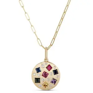 Benbridge Confetti Rainbow Sapphire And Diamond Pendant - Yg