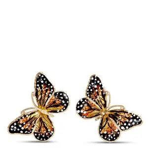 TOSCANO Monarch Butterfly Enamel Earrings - Yg