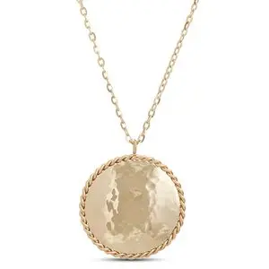 TOSCANO Domed Circle 14k Yellow Gold Pendant Necklace - Yg