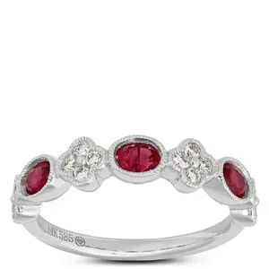 Benbridge Ruby And Diamond Floral Cluster Ring - Red