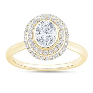 Benbridge Oval Diamond Double Halo Engagement Ring - H-i