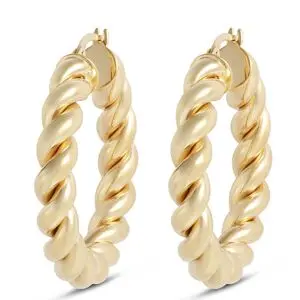 TOSCANO 30mm Twisted Hoop Earrings - Yg
