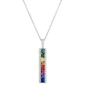 Benbridge Rainbow Sapphire And Diamond Bar Pendant - Wg