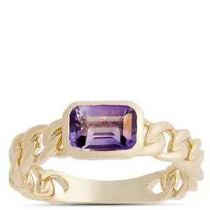 Benbridge Emerald Cut Amethyst Ring In 14k Yellow Gold - Purple