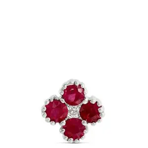 Benbridge Floral Shape Ruby And Diamond Single Stud Earring - Red