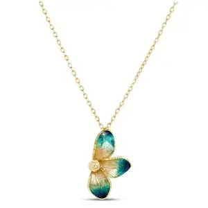 TOSCANO Floral Enamel Pendant Necklace - Yg