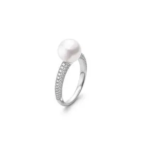 Mikimoto Akoya Pearl And Diamond Ring - White