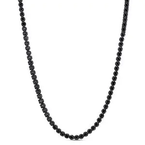 Benbridge Diamond Tennis Necklace In Rhodium Sterling Silver - Black