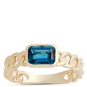 Benbridge Emerald Cut Tourmaline Linked Shank Ring - Blue