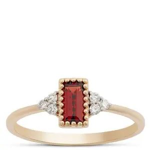 Benbridge Garnet And Diamond Ring In 14k Yellow Gold - Red
