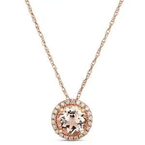 Benbridge 14k Rose Gold Morganite And Diamond Pendant Necklace - Pink