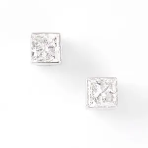 Benbridge Invisible Bezel Solitaire Princess Cut Diamond Stud Earrings - H-i